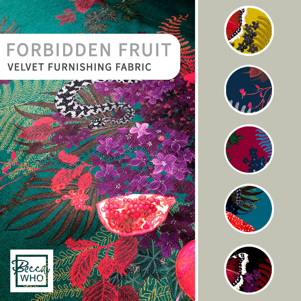 Forbidden Fruit | Bold Snakes Velvet Furnishing Fabric – Becca Who
