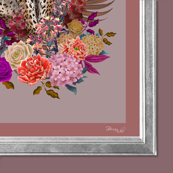 Dusky Pink Wall Art Print | Leopard Floral by Becca Who