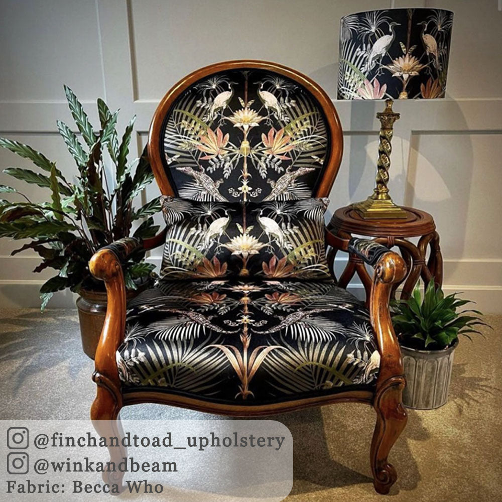 Crocodilia in Ebony Black & Gold | Designer Velvet Fabric – Becca Who