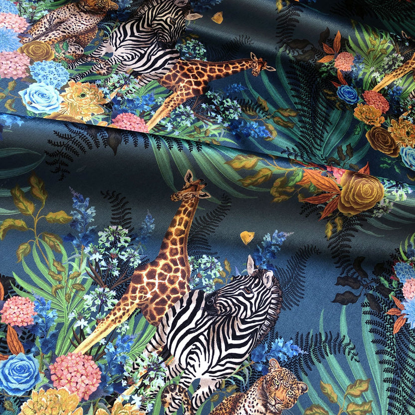 Blue African Animals Furnishing Fabric | by Becca Who