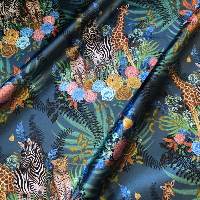 Blue African Animals Furnishing Fabric | by Becca Who