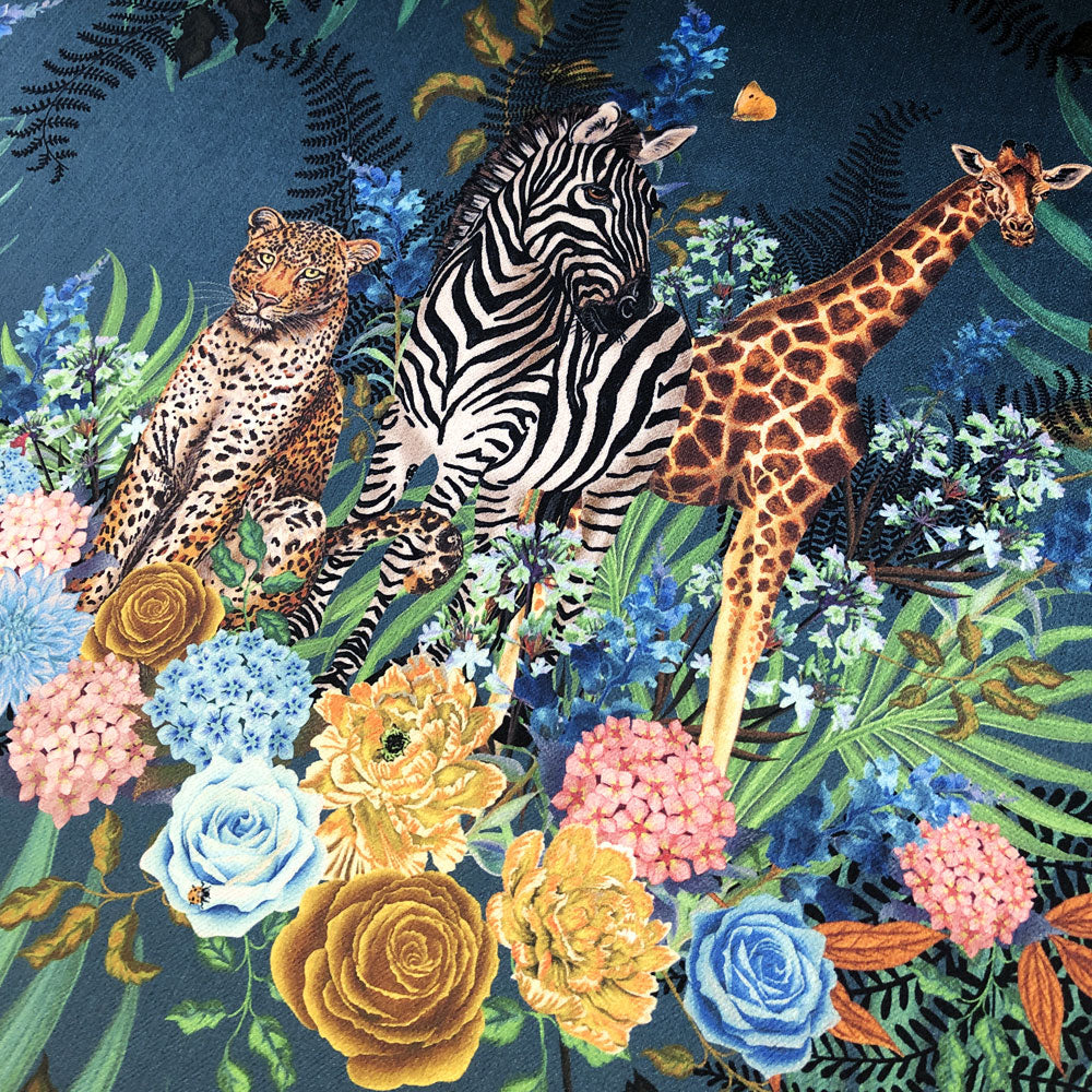 Blue African Animals Furnishing Fabric | by Becca Who