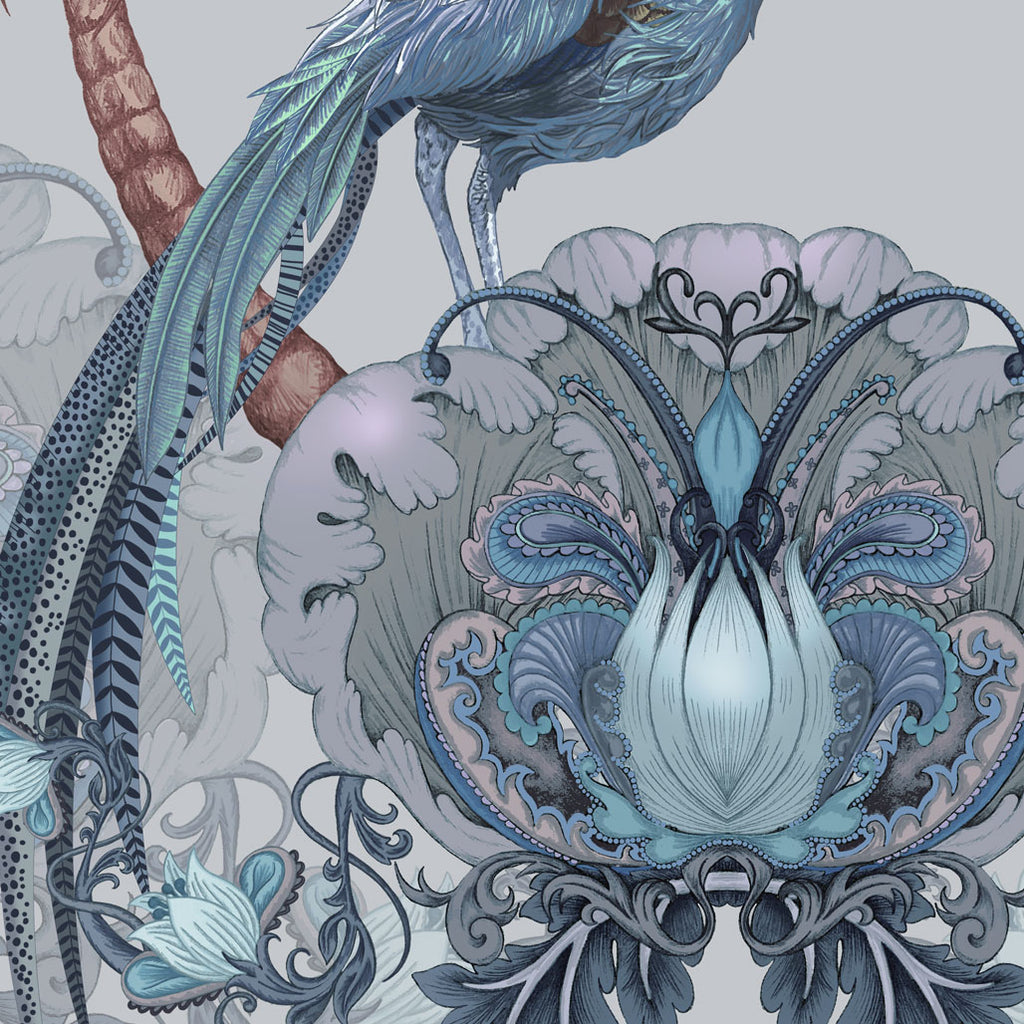 Parade Of Plumes in Porcelain | Wallpaper Sample – Becca Who