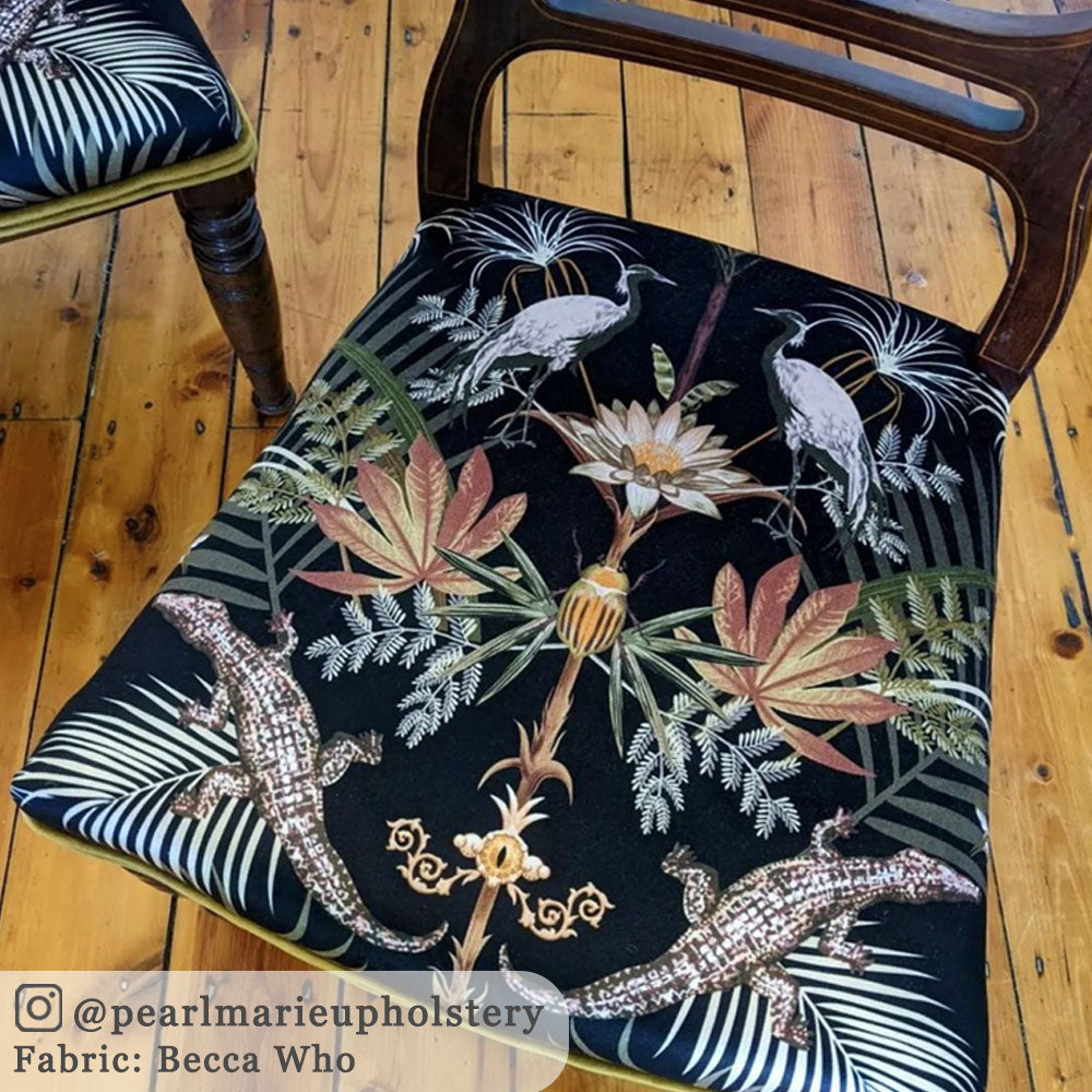 Crocodilia in Ebony Black & Gold | Designer Velvet Fabric – Becca Who