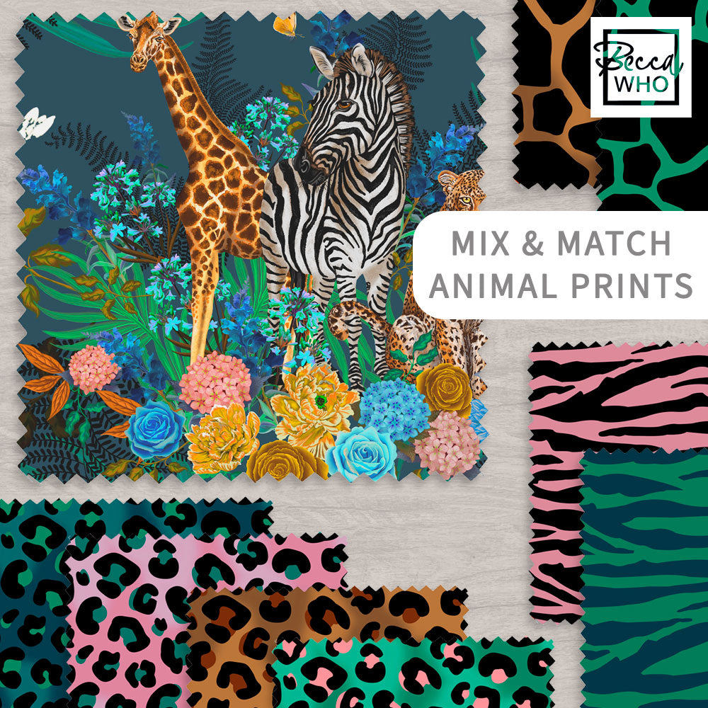 Blue African Animals Furnishing Fabric | by Becca Who