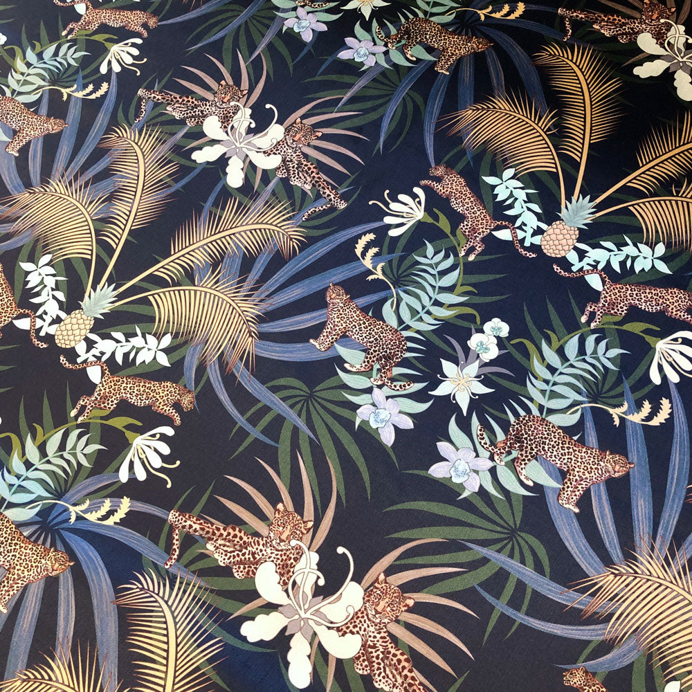 Leopard Luxe | Opulent Navy & Gold Furnishing Fabric – Becca Who