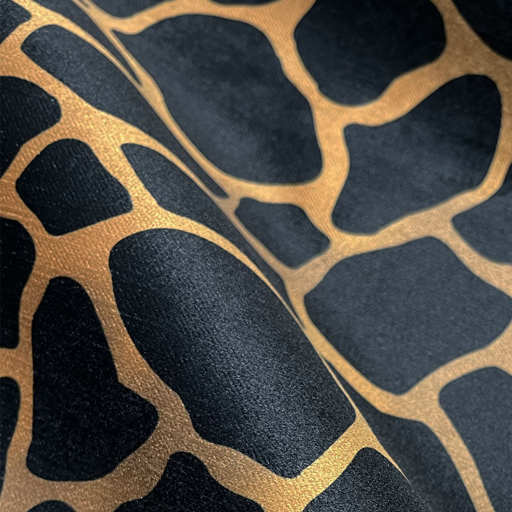 Gold & Black Giraffe Print Designer Furnishing Fabric – Becca Who