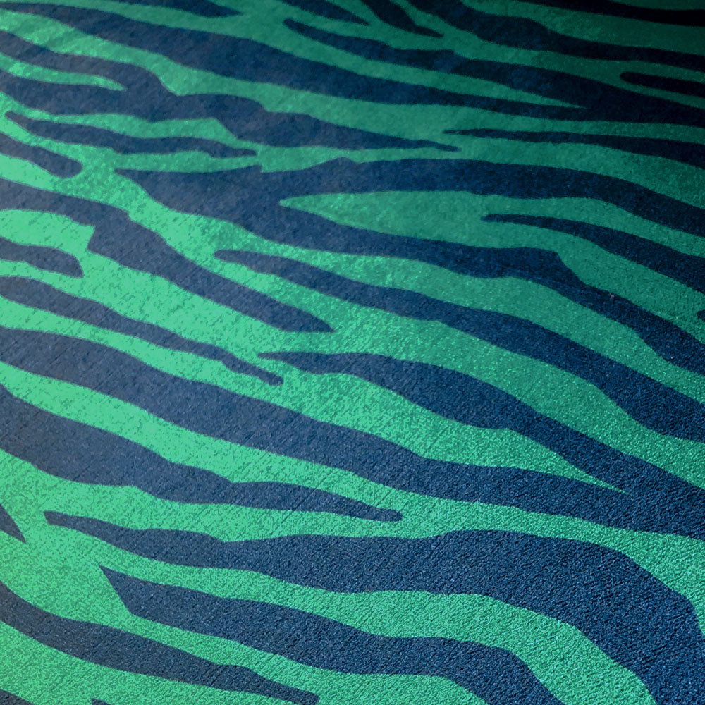 Green Blue Zebra Print Designer Furnishing Fabric Becca Who