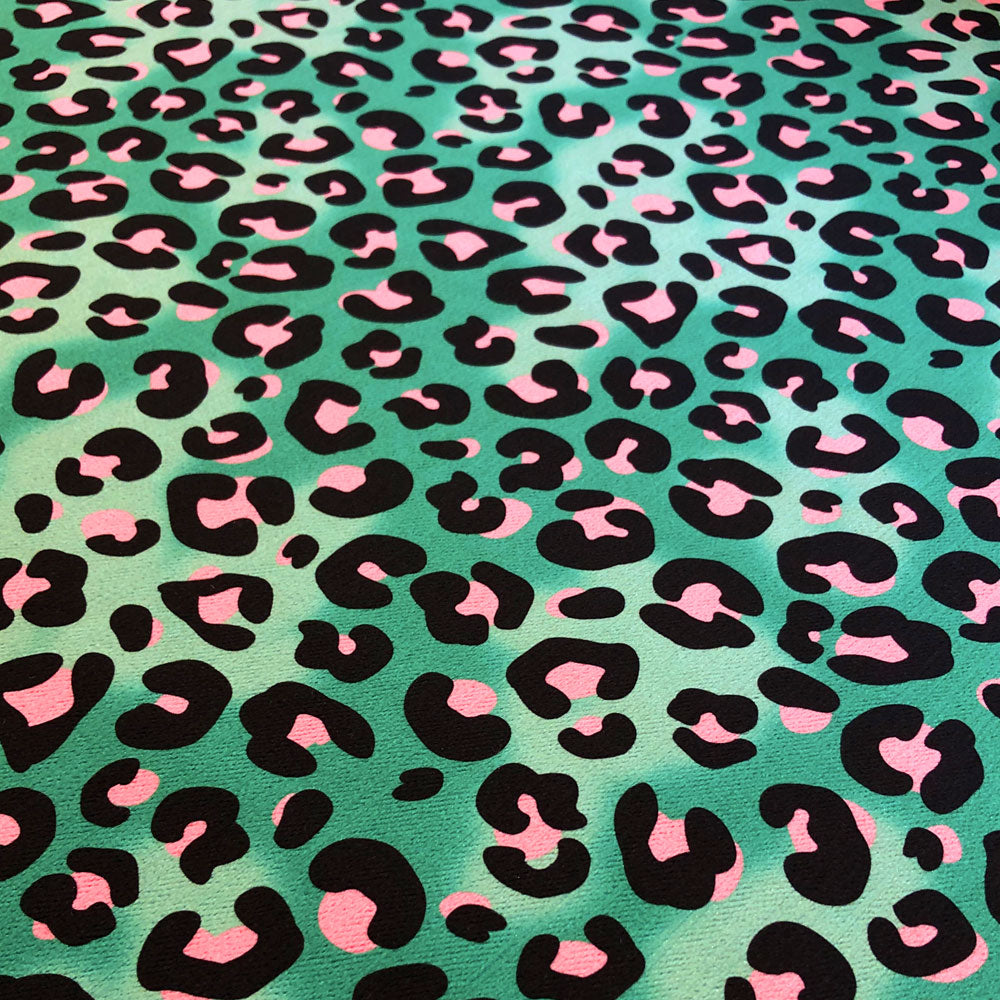Green Leopard Print Velvet Furnishing Fabric | Becca Who