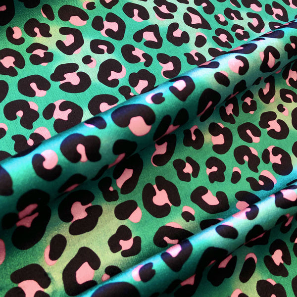 Green Leopard Print Velvet Furnishing Fabric | Becca Who