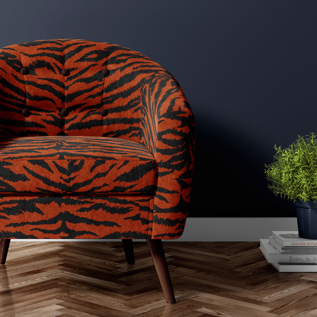 Designer Tiger Print Velvet Furnishing Fabric | Becca Who