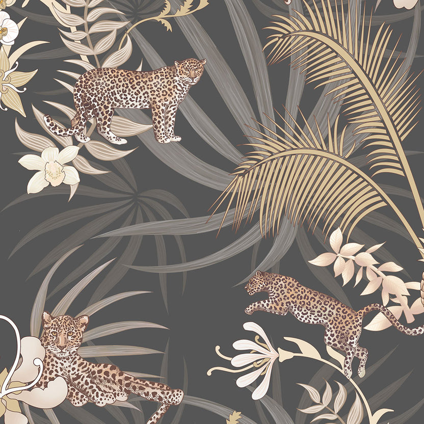Luxury Designer Wallpaper | Leopard Luxe in Charcoal – Becca Who