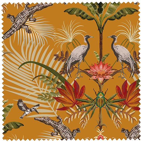 Crocodilia in Sunset Yellow | Designer Velvet Fabric – Becca Who
