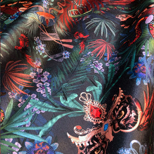 Becca Who Fabric | Amazon Trip Dark Blue Jungle Print Velvet Fabric