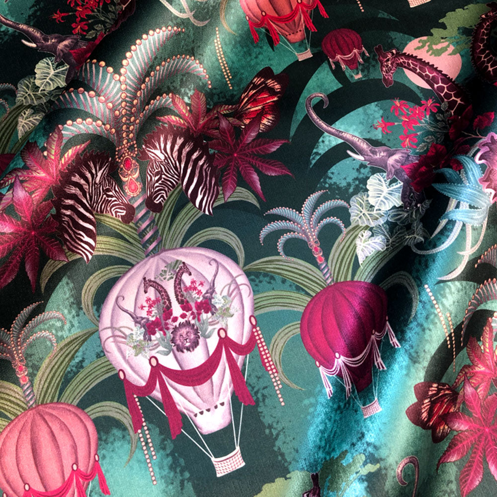 Becca Who Designer Fabric | Balloon Safari in Emerald Green