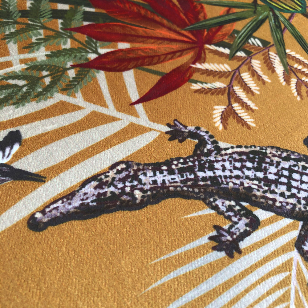 Crocodilia in Sunset Yellow | Designer Velvet Fabric – Becca Who
