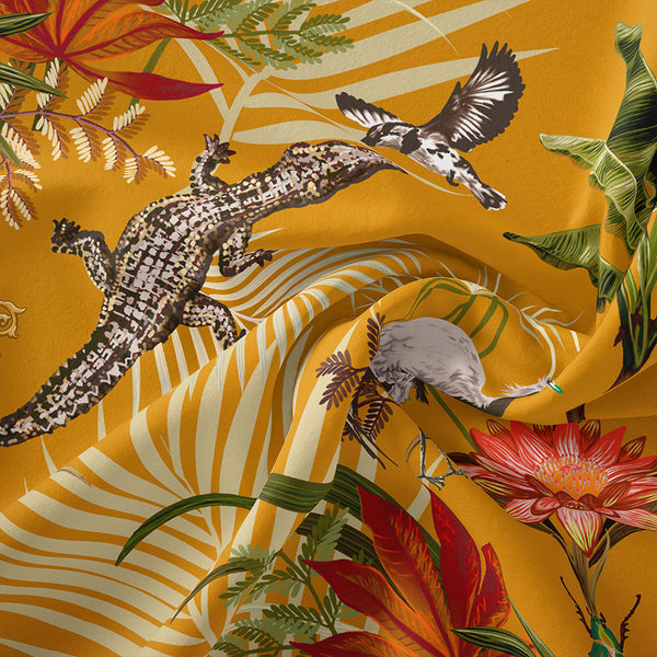 Crocodilia in Sunset Yellow | Designer Velvet Fabric – Becca Who