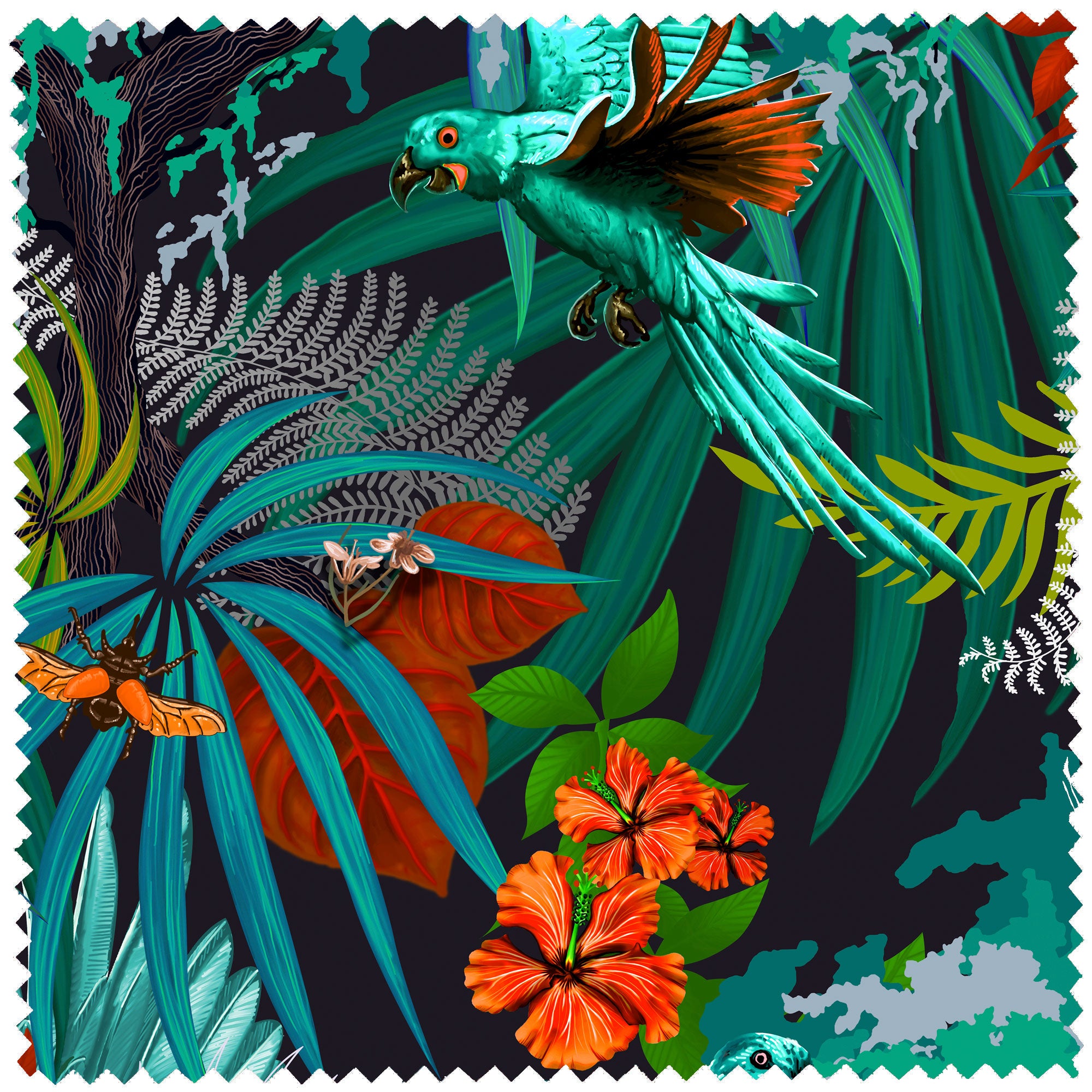 Rainforest Rush in Teal | Velvet Fabric Sample – Becca Who